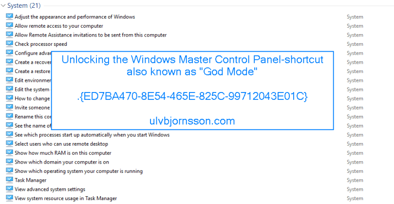 Creating a Windows Master Control Panel shortcut .{ED7BA470-8E54-465E ...